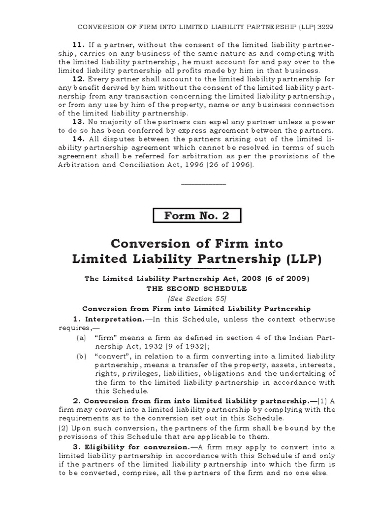 Conversion of Firm Into Limited Liability Partnership (LLP) : Form No ...