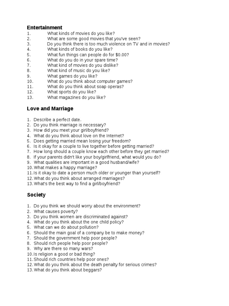 English - Oral Exam Themes | PDF