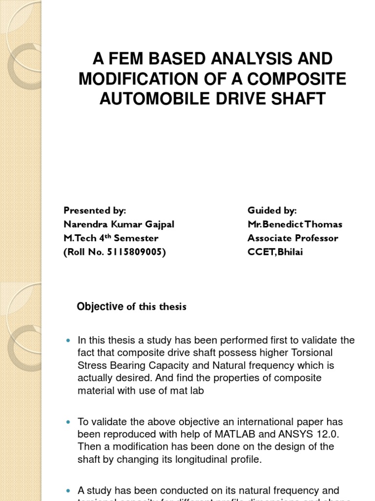 Composite Drive Shaft FEM Analysis | PDF | Transmission (Mechanics ...