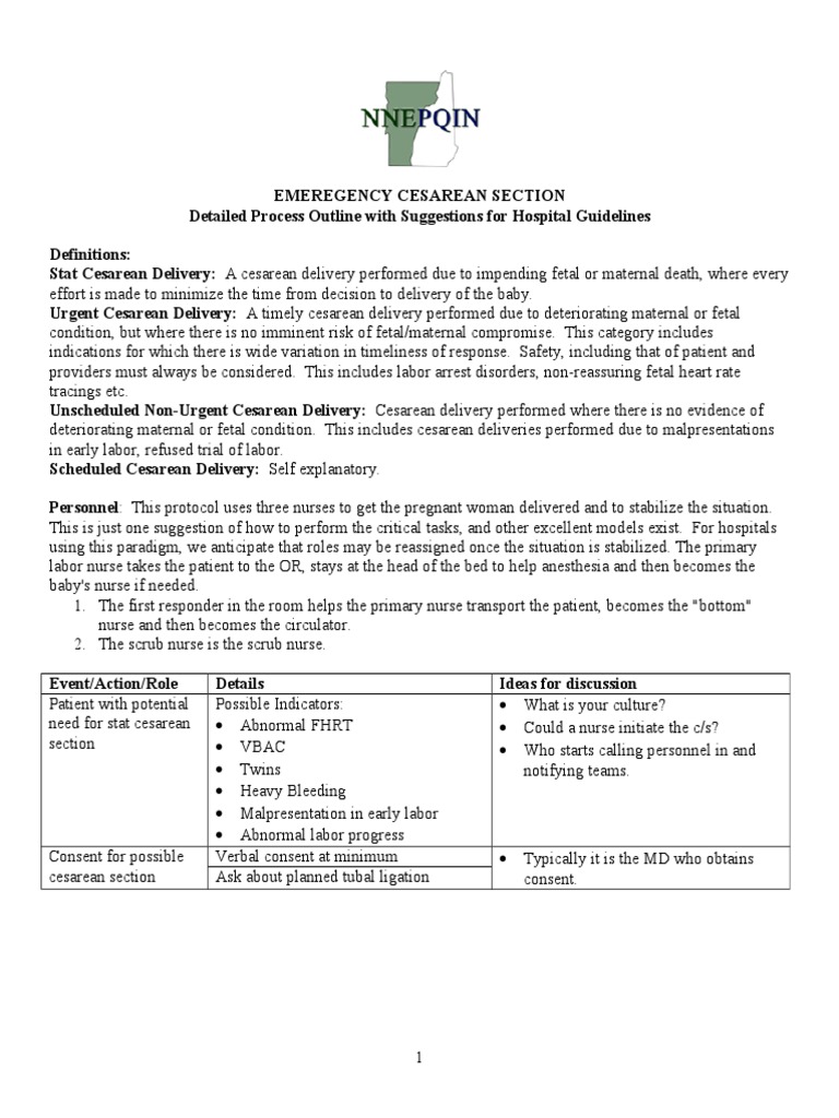 Emergency Cesarean Section Protocol | PDF | Caesarean Section | Childbirth