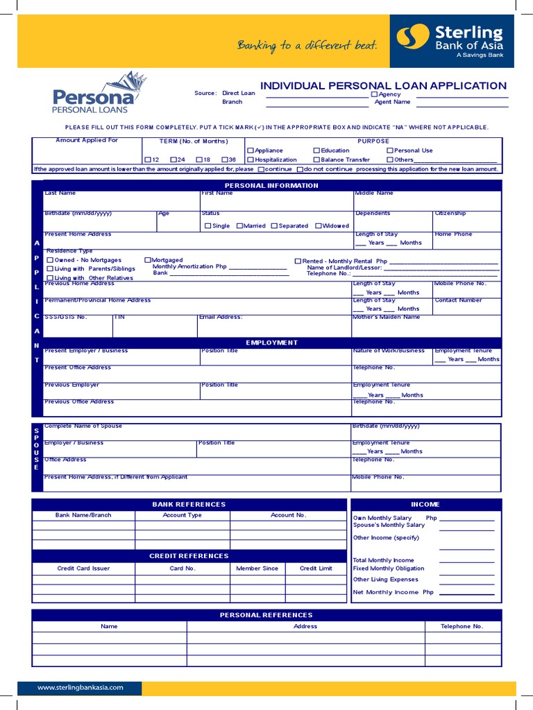 Sterling Bank Sample Loan App Form | PDF | Text Messaging | Credit Card