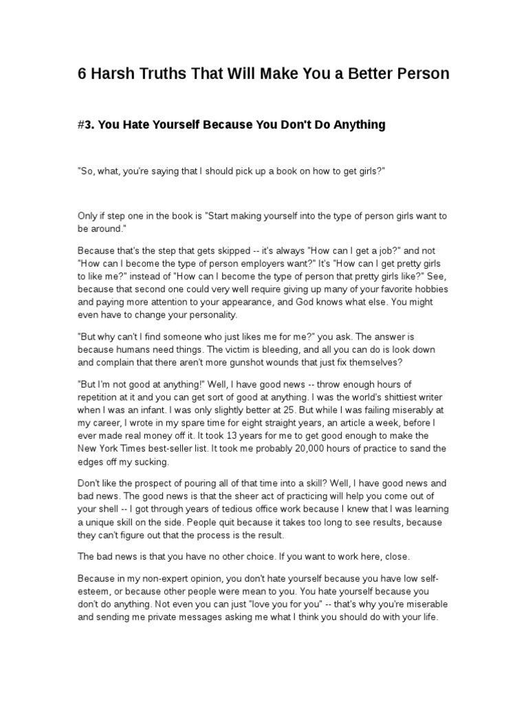 6 Harsh Truths That Will Make You Better Person | PDF | Home & Garden