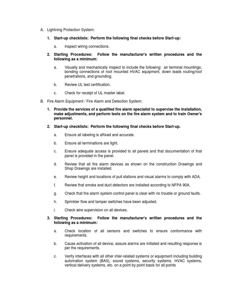Pre - Functional Checklist Documentation 7 | PDF | Security Alarm ...