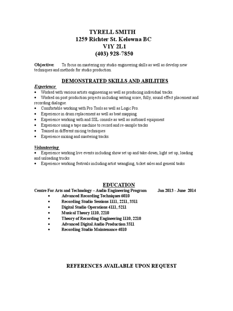 Tyrell Smith April 21 2014 Resume | PDF