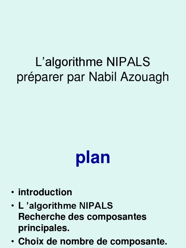 Algorithme NIPALS : Composantes Principales et Application R | PDF ...