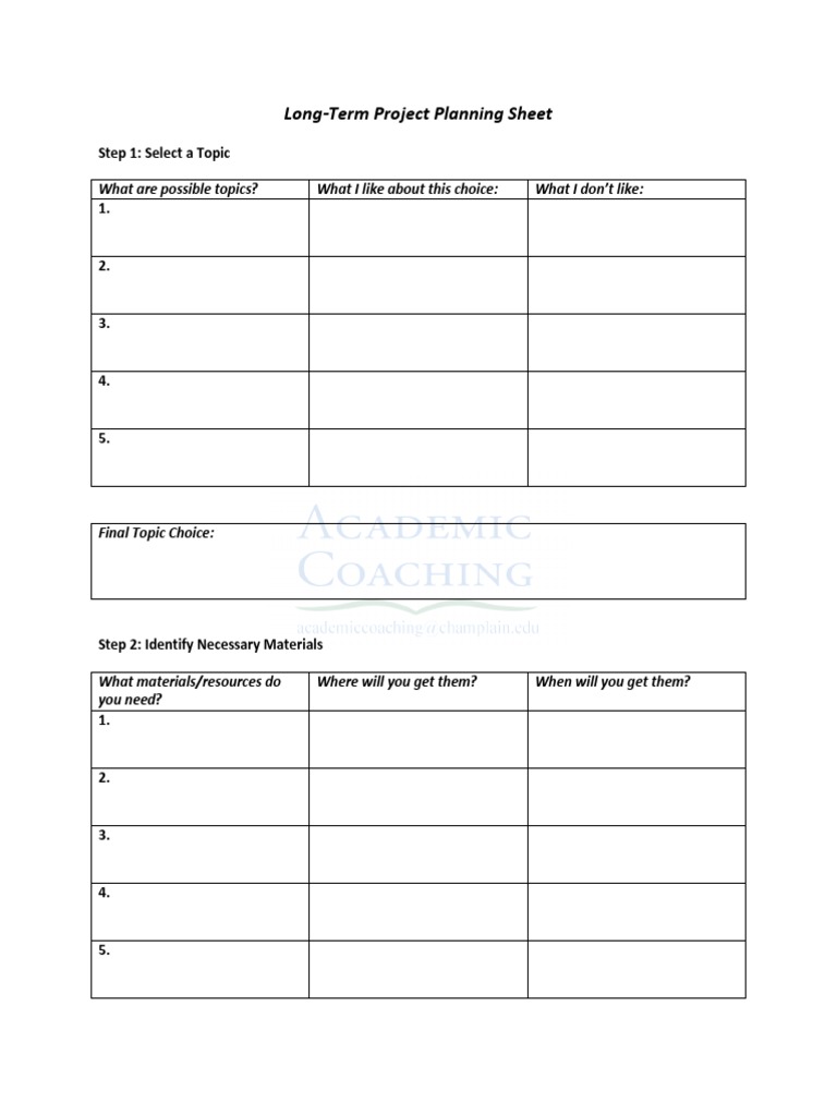Longterm Project Planning Sheet | PDF | Career & Growth | Art