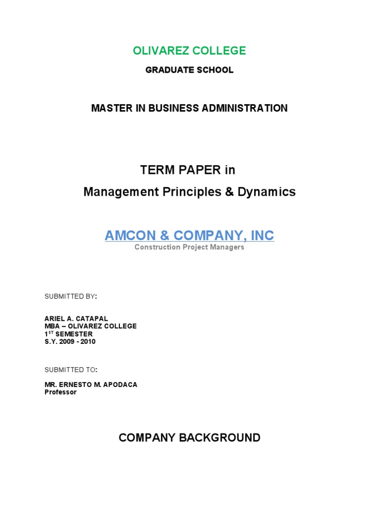 Term Paper | Project Management | Technology