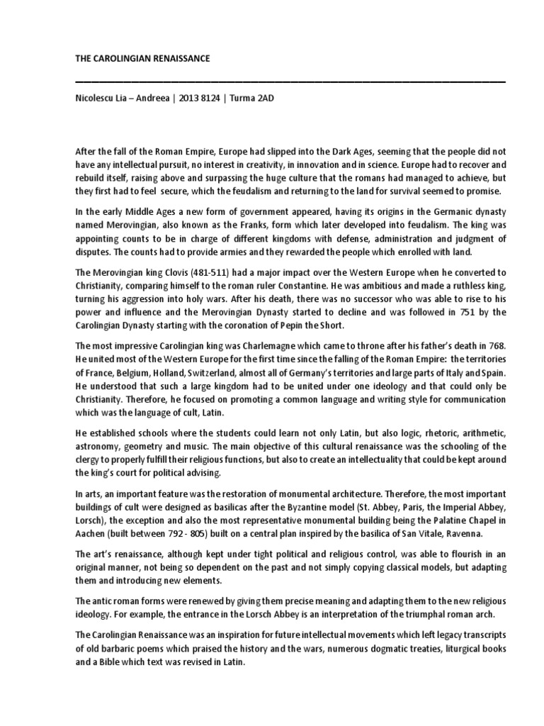 The Carolingian Renaissance | PDF | Charlemagne | Renaissance