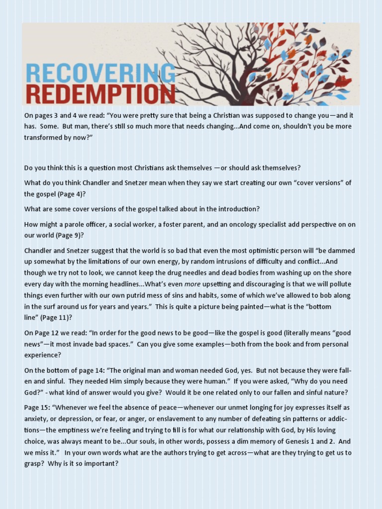 Recovering Redemption - Chapter 1 | PDF | Religious Belief And Doctrine ...