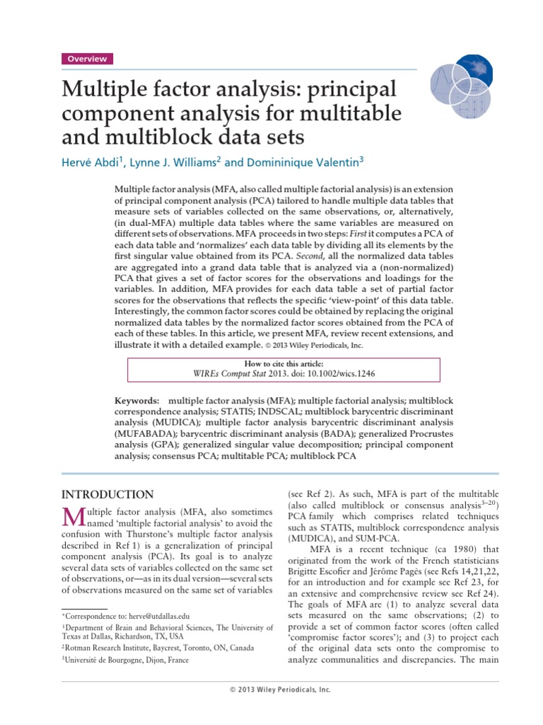 Abdi WiresCS Mfa 2013 | PDF | Principal Component Analysis | Bootstrapping (Statistics)