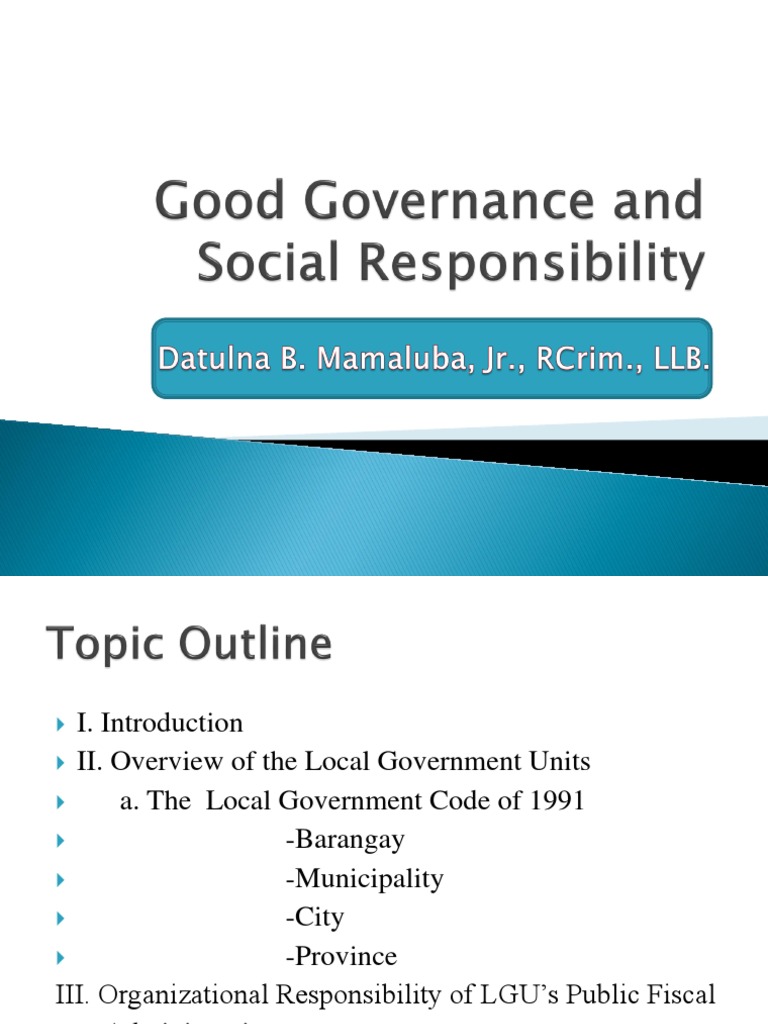 Good Governance in Local Government Units | PDF | Local Government ...