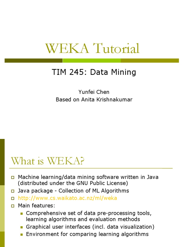 Weka Tutorial | PDF | Command Line Interface | Test Set Weka Tutorial | PDF | Command Line Interface | Test Set