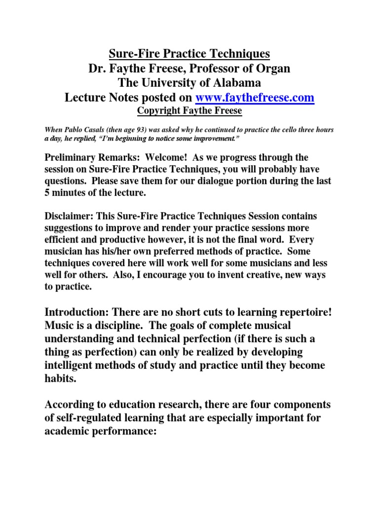 Sure Fire Practice Techniques | PDF | Rhythm | Metacognition