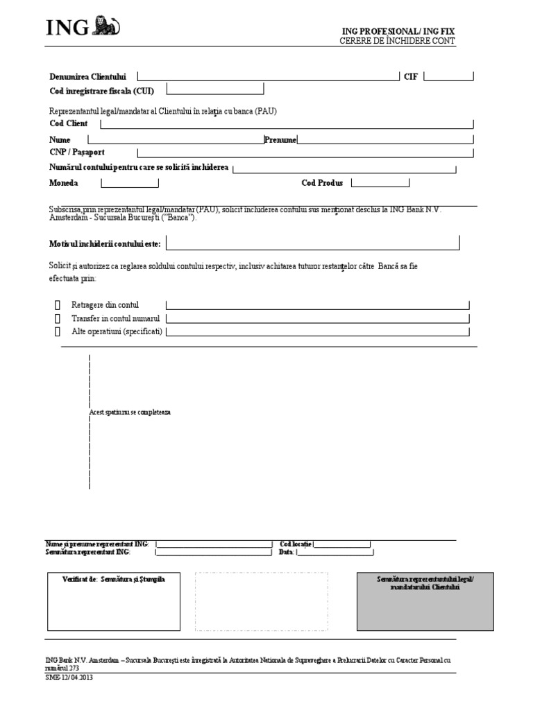 Cerere de Inchidere Cont | PDF