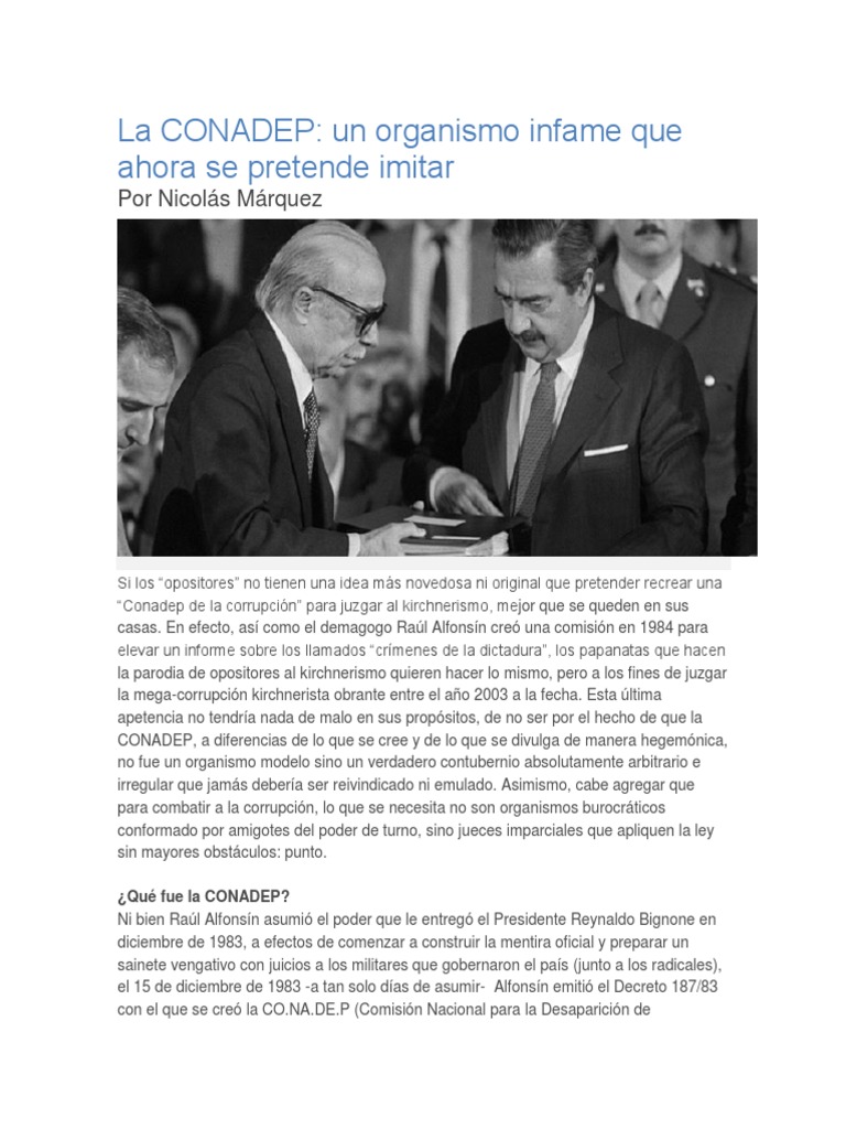 La CONADEP, Por Nicolas Marquez | PDF | Derecho penal | Justicia