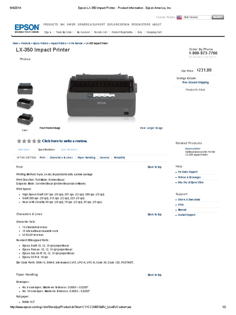 Epson LX-350 Impact Printer | PDF | Printer (Computing) | Office Equipment