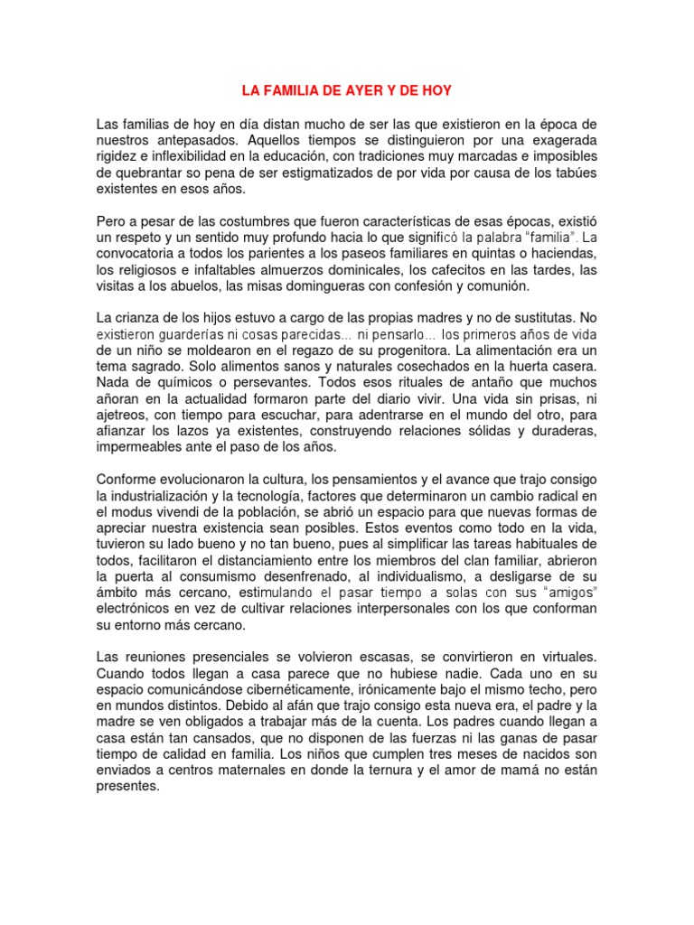 La Familia de Ayer y de Hoy | PDF | Familia | Matrimonio