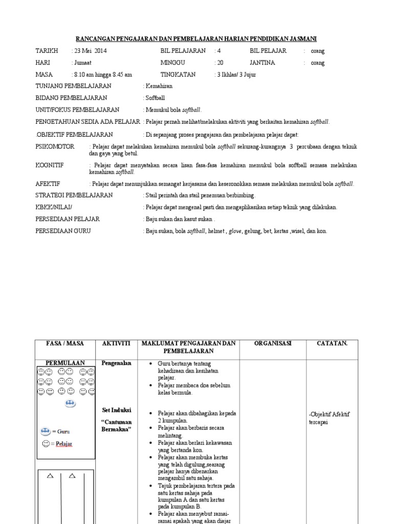 RPH PJ F3 Sofbol-Memukul | PDF | Karier & Perkembangan