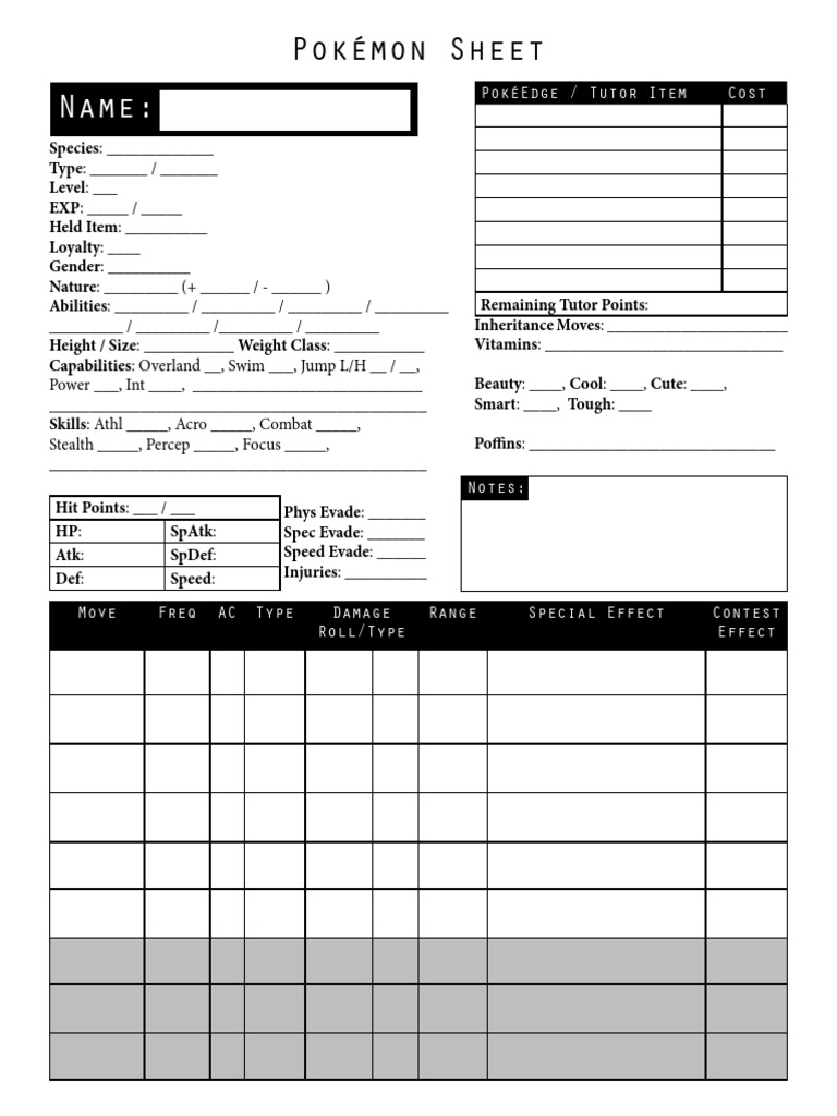PTU 1.04 Pokemon Sheet