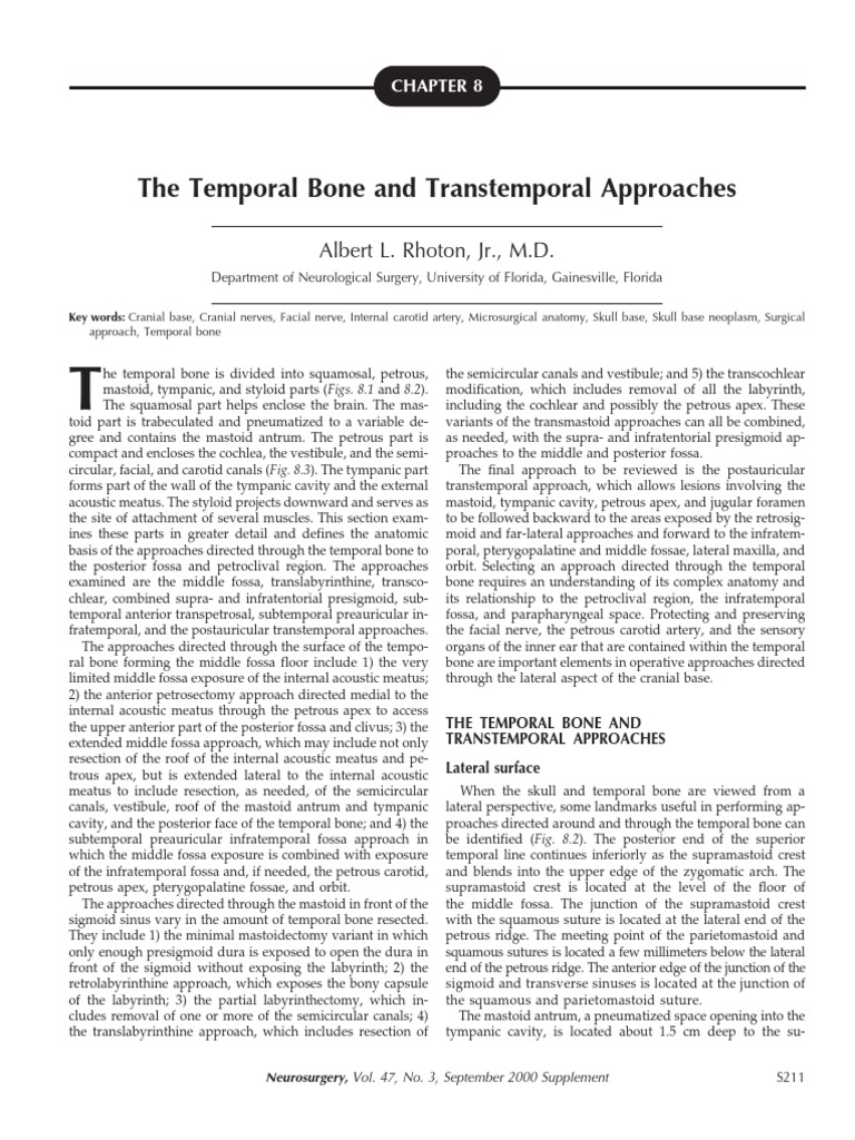 The Temporal Bone and Transtemporal Approaches | PDF | Skeletal System ...