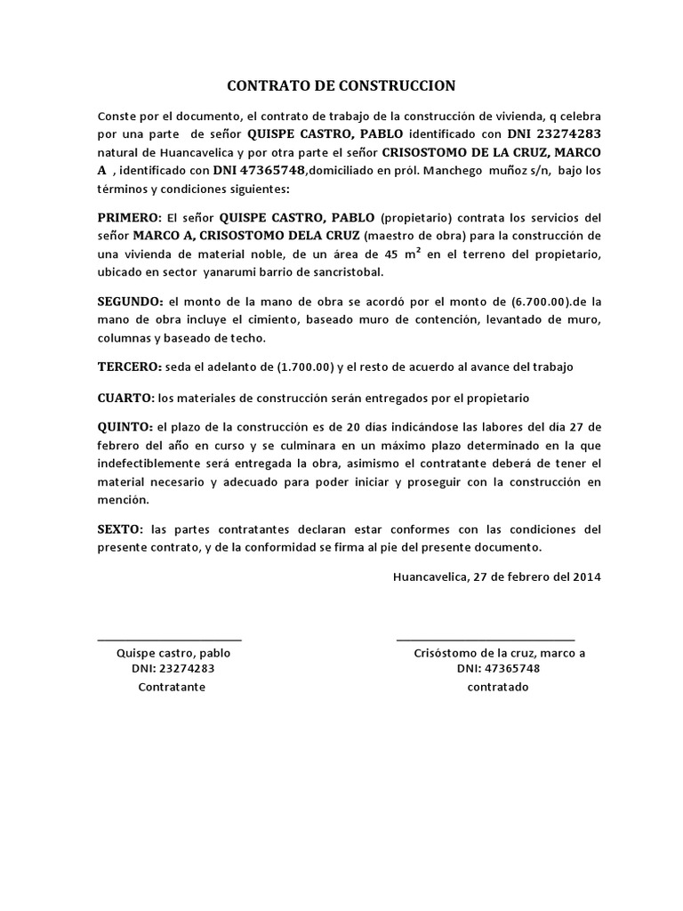 Contrato de Construccion | PDF