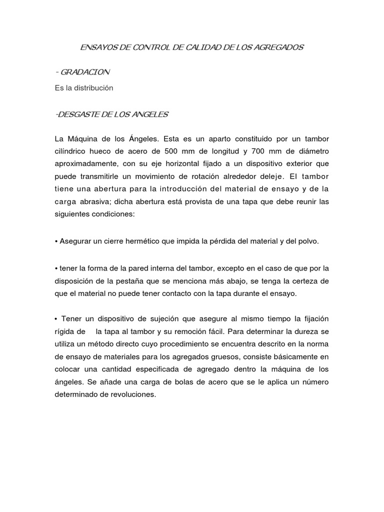 Ensayos de Control de Calidad de Los Agregados | PDF | Acero | Materiales