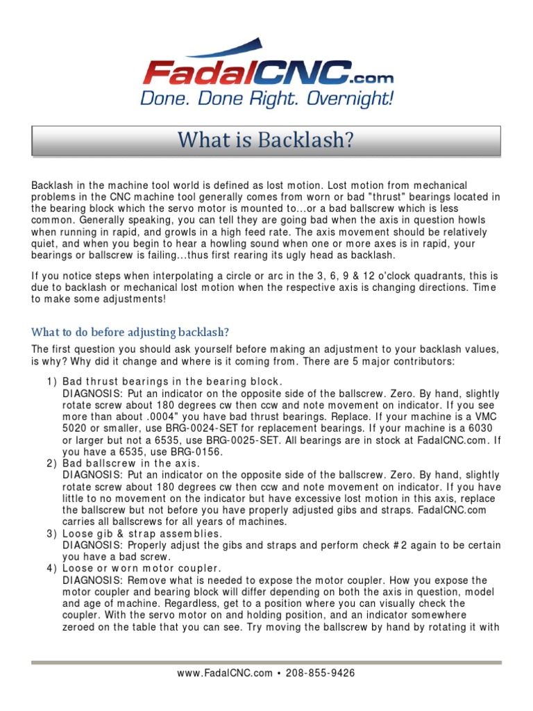How to Diagnose and Adjust CNC Machine Backlash | PDF | Rotation Around ...
