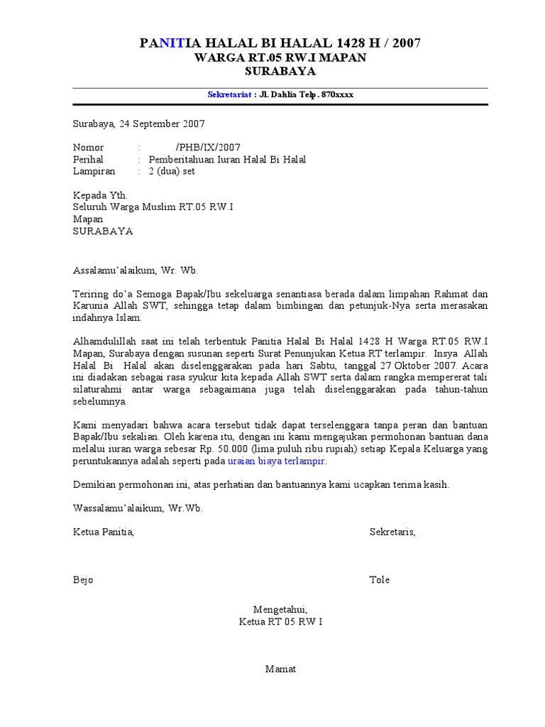 Surat Edaran Iuran Warga | PDF