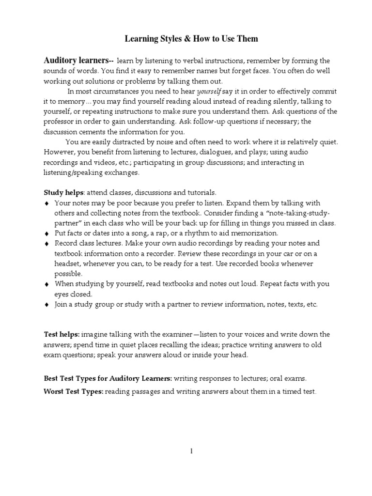 Learning Styles | PDF | Learning Styles | Test (Assessment)