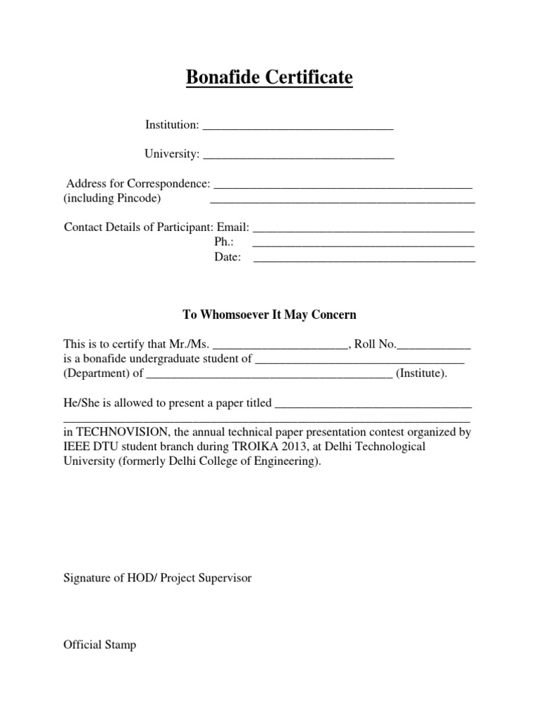 Bonafide Certificate | PDF