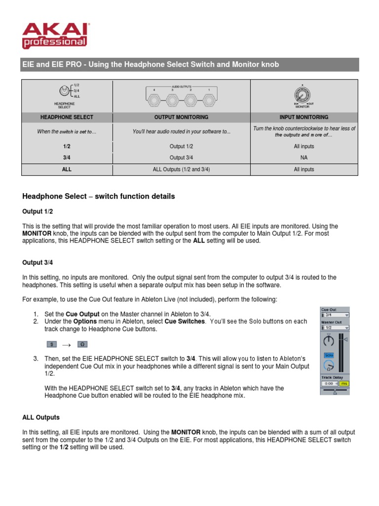 EIE and EIE PRO - Using The Headphone Select Switch and Monitor Knob ...