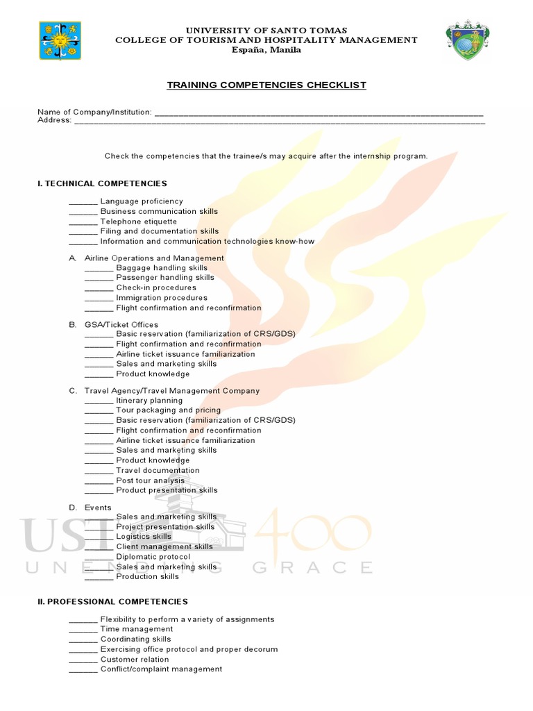 Training Competencies Checklist | PDF | Marketing | Economies