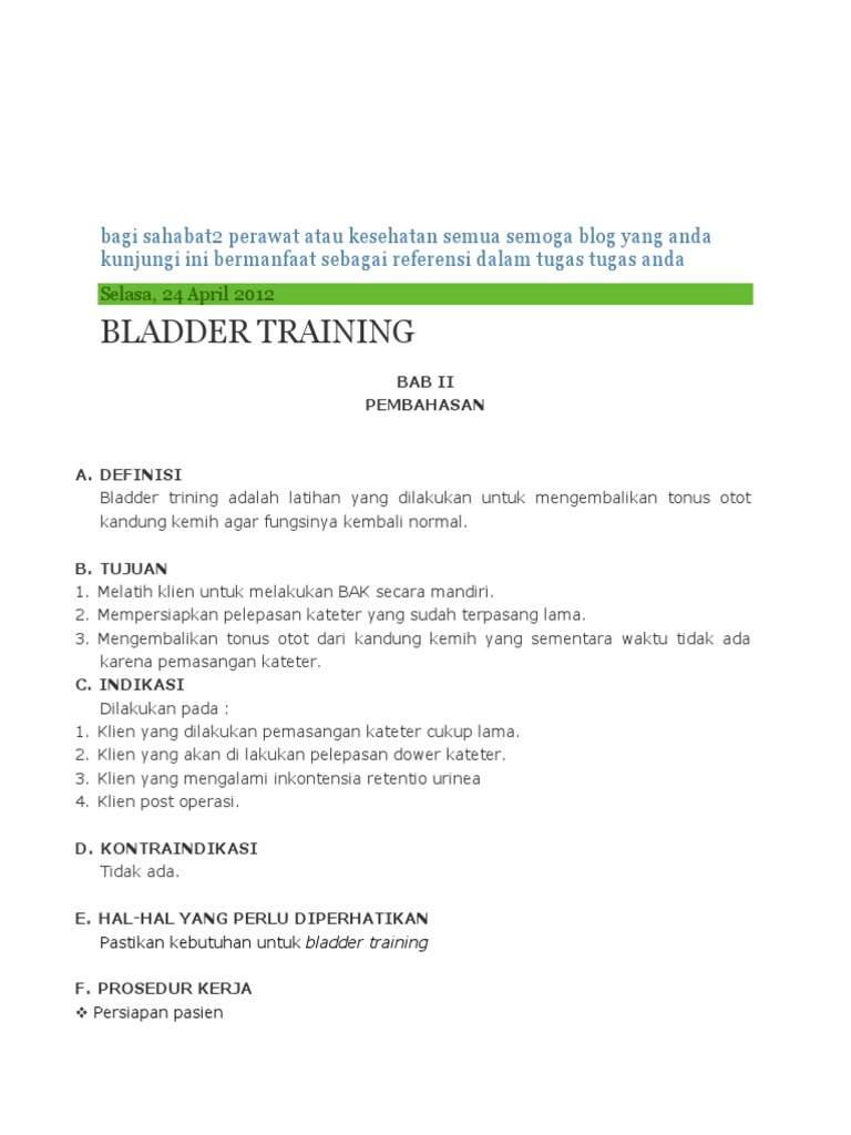 Bladder Training | PDF