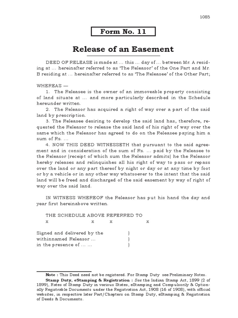 Release of An Easement: Form No. 11 | PDF