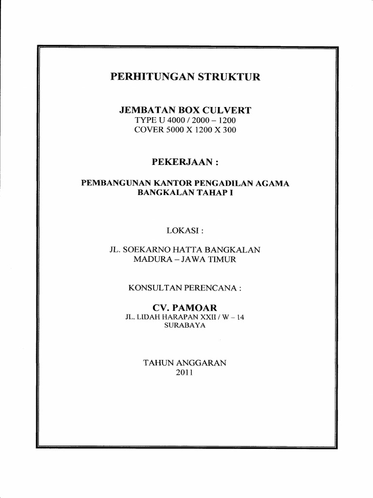 Perhitungan Struktur Box Culvert | PDF