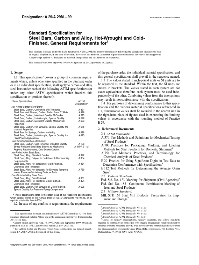 Astm A29 | PDF | Heat Treating | Steel