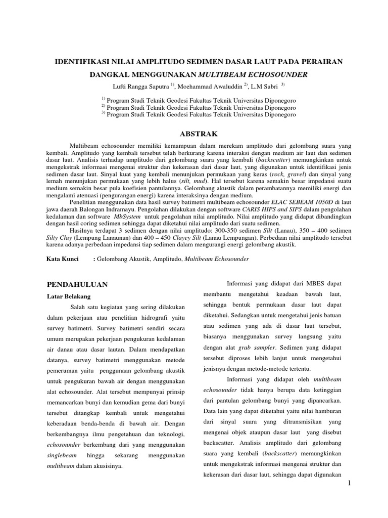 Identifikasi Amplitudo Sedimen Laut | PDF