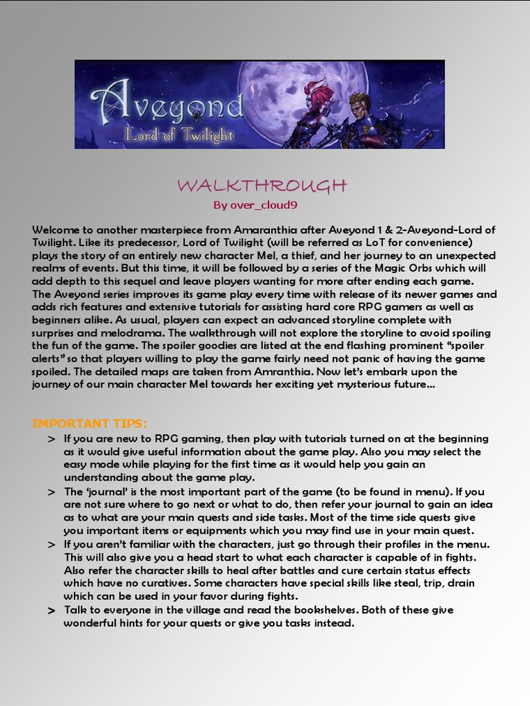 Walkthrough For Aveyond - LOT | PDF | Leisure | Nature
