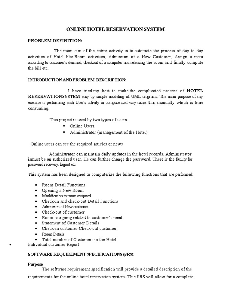 Online Hotel Reservation System | PDF | Point Of Sale | Databases