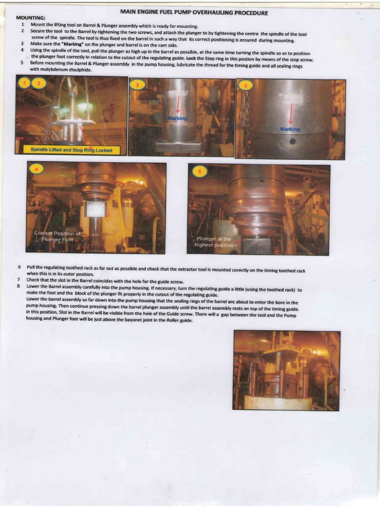 Main Fuel Pump Overhauling Procedure Step-by-Step | PDF | Pump | Machines