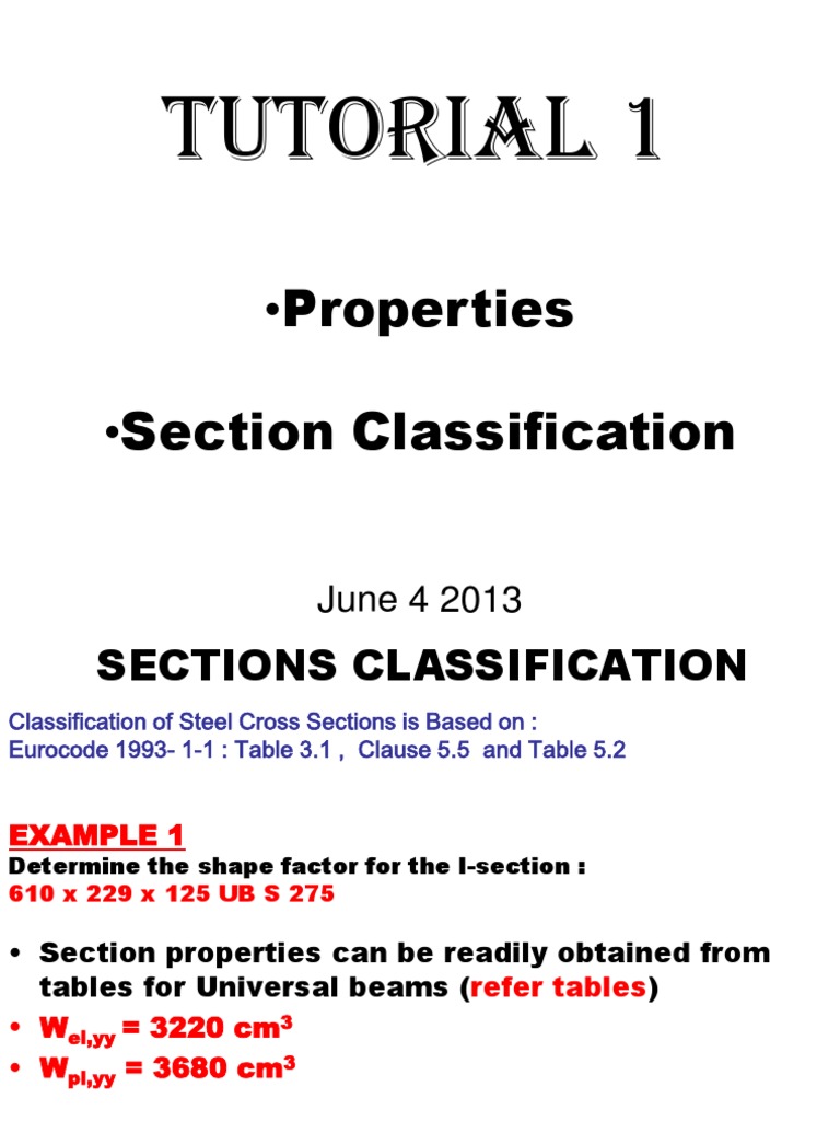 Steel Section Classification Guide | PDF | Bending | Continuum Mechanics