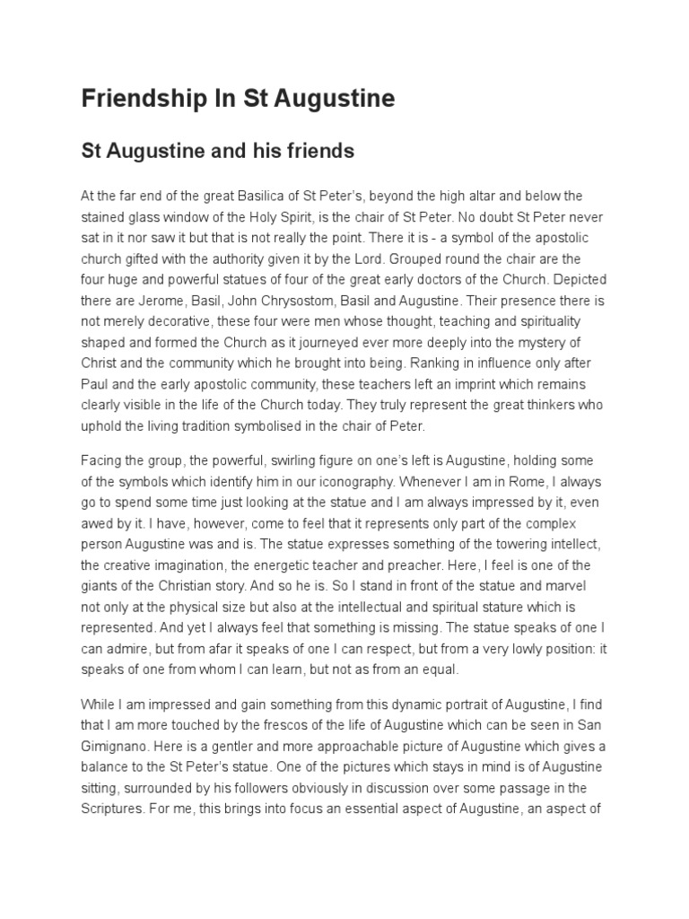 Friendship - St. Augustine | PDF | Confessions (Augustine) | Augustine ...