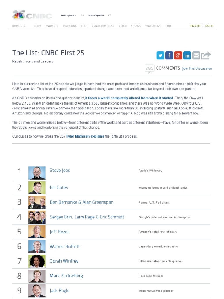The List: CNBC First 25: Comments | PDF | Graphical User Interfaces ...