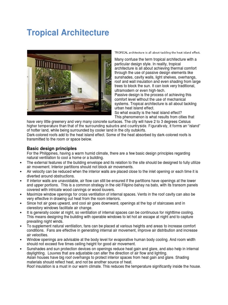Tropical Architecture: Basic Design Principles | Download Free PDF ...
