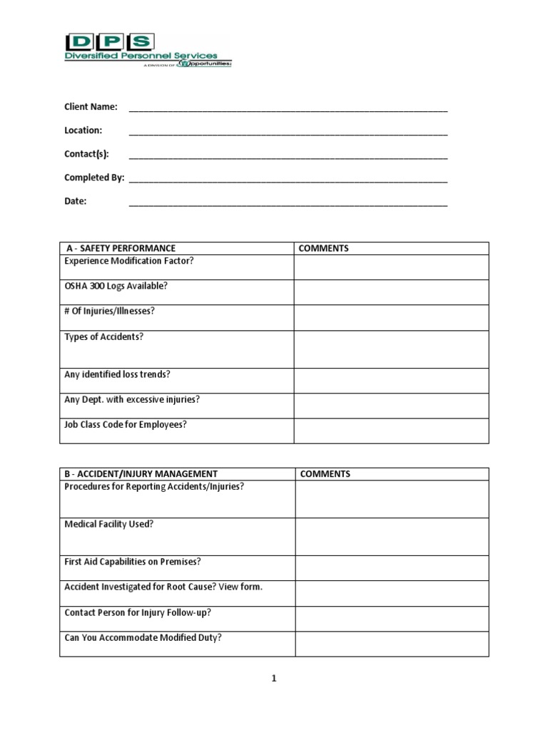 Sample Checklist For Temporary Worker Safety | Temporary Work ...