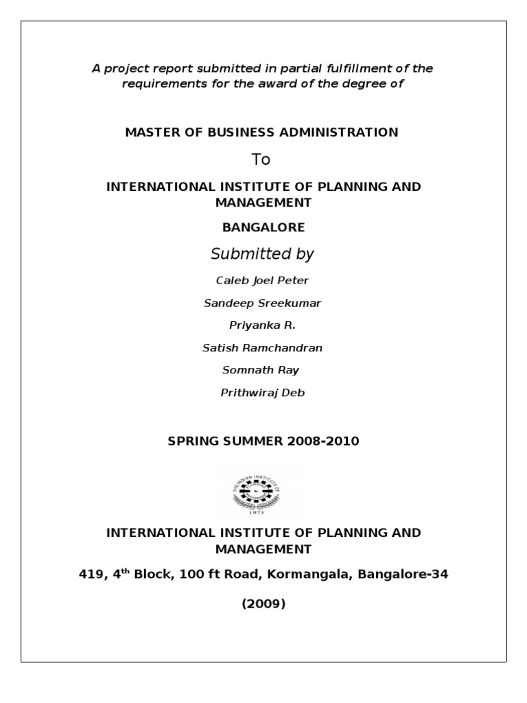 A Project Report Submitted in Partial Fulfillment of the Requirements | Trademark | Employment