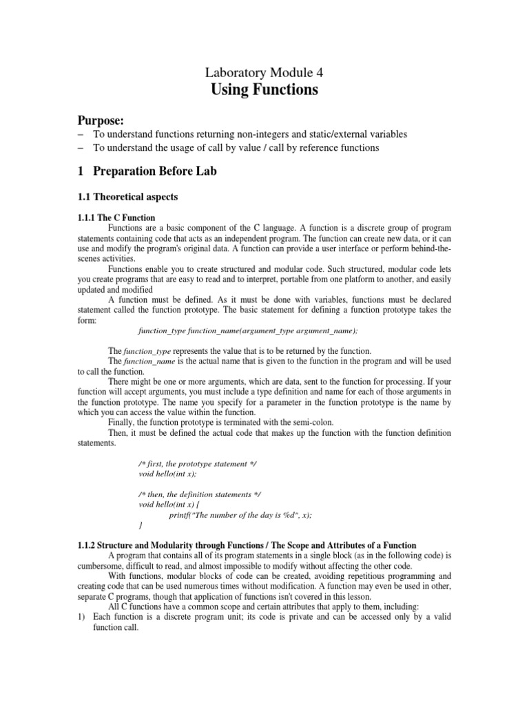 How To Use Functions Pdf Subroutine Parameter Computer Programming