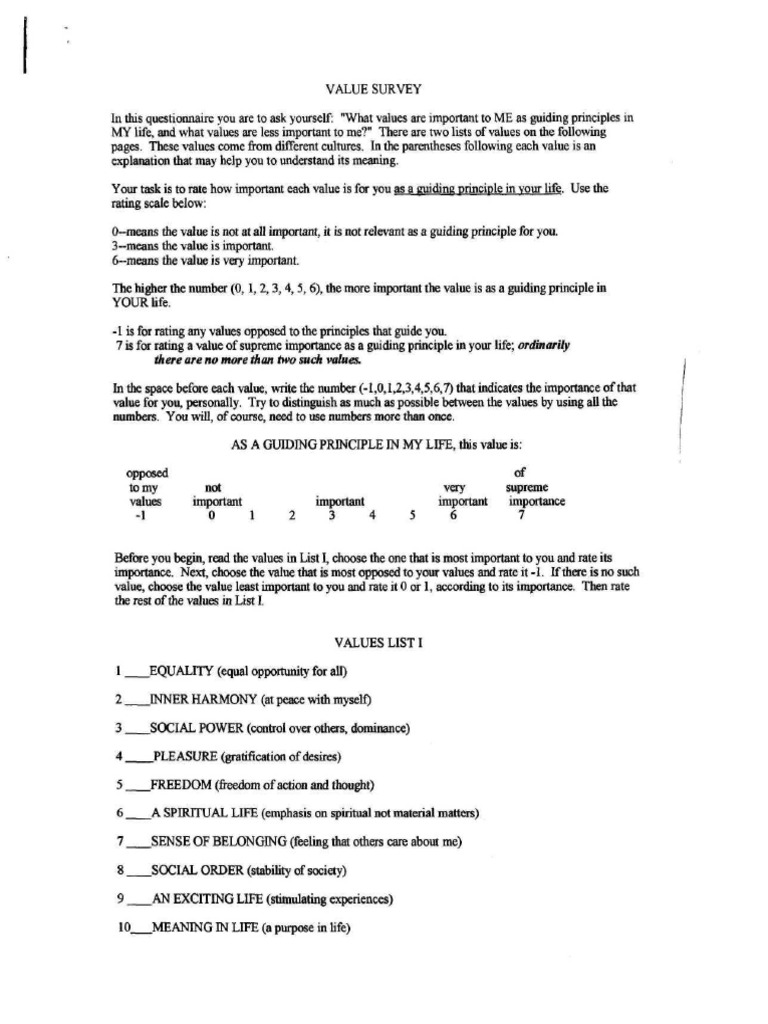 Schwartz Value Survey | PDF | Meaning Of Life | Mean