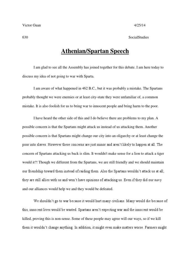 Athenian Speech This Is Sparta | PDF | Classical Athens | Sparta