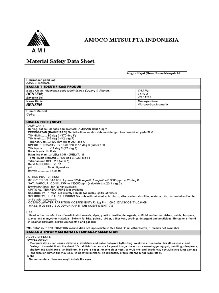 Amoco Mitsui Pta Indonesia: Bensen Bensen | PDF | Wellness